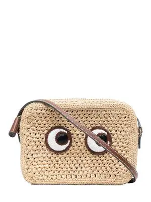 ANYA HINDMARCH Eyes-appliqué Woven Crossbody Bag - Neutrals