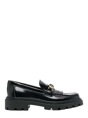 TOD'S Fringed Leather Loafers - Black