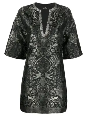 Etro Patterned Jacquard Shift Dress - Black