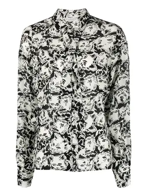 Philosophy Di Lorenzo Serafini Cat Mania Silk Shirt - Black