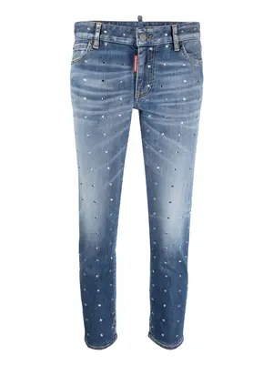 Dsquared2 Crystal-embellished Cropped Jeans - Blue