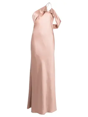Michelle Mason Bias-cut One-shoulder Gown - Pink