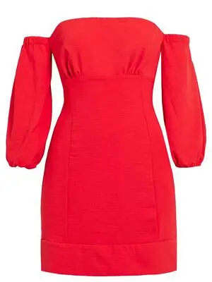 VIX PAULA HERMANNY Off-the-shoulder Gathered Crepe Mini Dress - Red