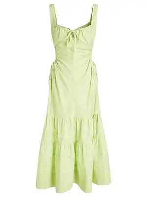 NICHOLAS Tiered Cutout Cotton-poplin Midi Dress - Light Green