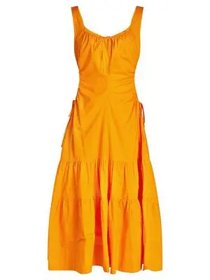 NICHOLAS Tiered Cutout Cotton-poplin Midi Dress - Orange