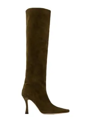 Staud Cami Suede Knee Boots - Green