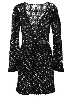 Anna Kosturova Bianca Crochet Cotton Minidress - Black