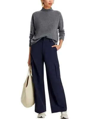 Aqua Aqua Cashmere Mock Neck Brushed Cashmere Sweater - Exclusive Medium Grey