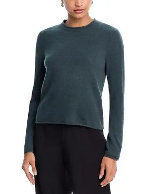 Aqua 100% Cashmere Rolled Edge Sweater Army