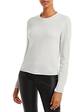Aqua 100% Cashmere Rolled Edge Sweater Ash