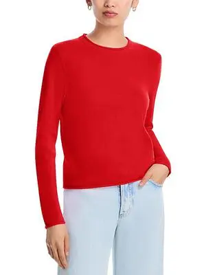 Aqua 100% Cashmere Rolled Edge Sweater - Big Apple Red