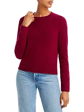 Aqua 100% Cashmere Rolled Edge Sweater Cabernet