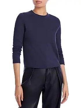 Aqua 100% Cashmere Rolled Edge Sweater Dusk