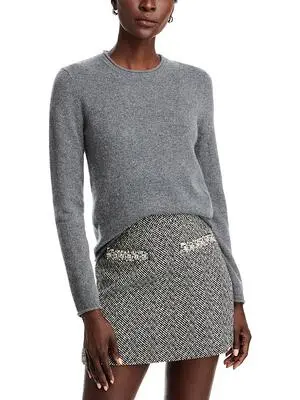 Aqua 100% Cashmere Rolled Edge Sweater Medium Grey