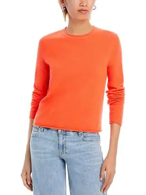Aqua 100% Cashmere Rolled Edge Sweater Orangesicle