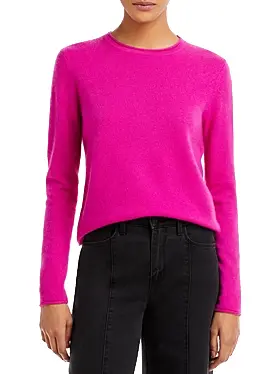 Aqua 100% Cashmere Rolled Edge Sweater Peony
