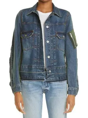 Sacai Hybrid Denim Ma-1 Jacket - Blue