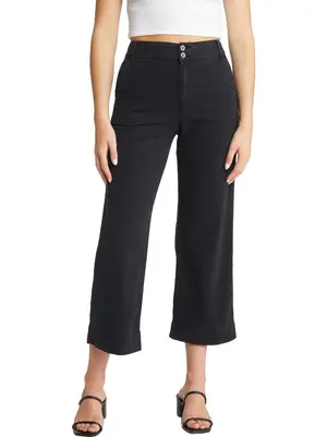 Bella Dahl Saige Wide Leg Cropped Trousers - Black