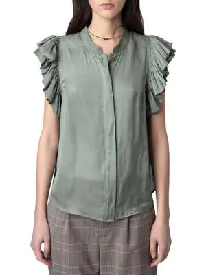 Zadig&Voltaire Satin Ruffle Blouse - Trellis