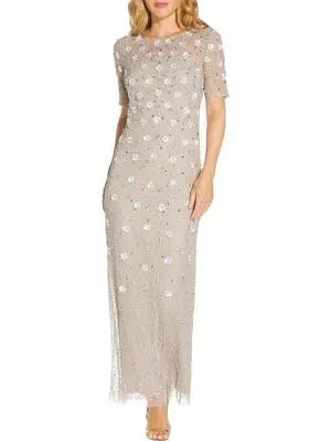 Adrianna Papell Adrianna Papell Beaded Gown Marble