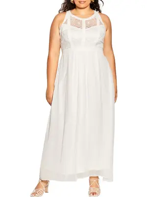 City Chic City Chic Paneled Bodice Maxi Dress Ivory
