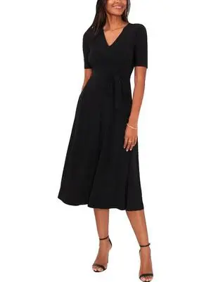 Chaus Tie Belt Midi Dress - Black