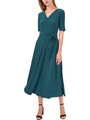 Chaus Chaus Tie Belt Midi Dress Emerald