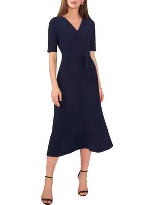 Chaus Tie Belt Midi Dress - Navy 418
