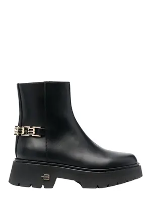 BALDININI Logo Chain-embellished Ankle Boots - Black