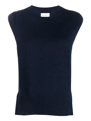 BARRIE Iconic Sleeveless Cashmere Jumper - Blue