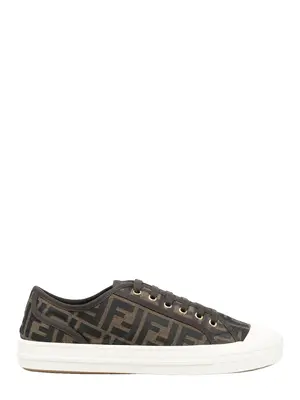 Fendi Jacquard-logo Low-top Sneakers - Brown