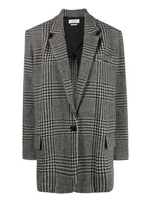 MARANT ETOILE Cikaito Oversized Plaid Coat - Black