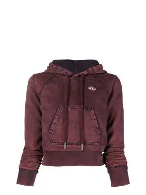 DIESEL® Cropped Denim Hoodie - Red