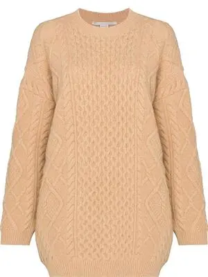 Stella McCartney Beige Virgin Wool Aran Knit Oversized Jumper - Neutrals