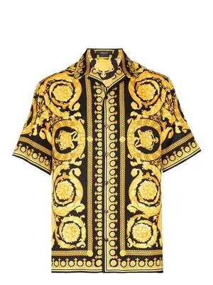 Versace Barocco-print Silk Shirt - Yellow