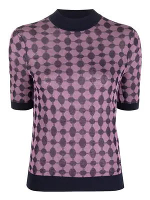 TORY BURCH Tory Burch Geometric-Print Short-Sleeve Jumper