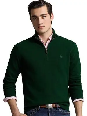 Ralph Lauren Wool Quarter-zip Sweater - Moss Agate