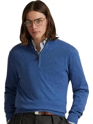 Ralph Lauren Wool Quarter-zip Sweater - Tide Pool Blue Hthr