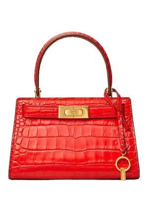Tory Burch Lee Radziwill Croc-embossed Leather Satchel - Brilliant Red