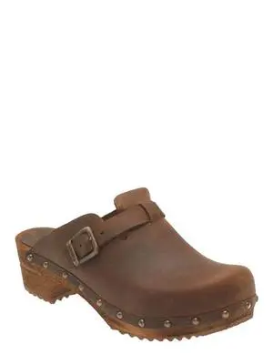 SANITA Kristel Studded Leather Clogs - Antique Brown