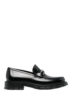 FERRAGAMO Logo-plaque Leather Loafers - Black
