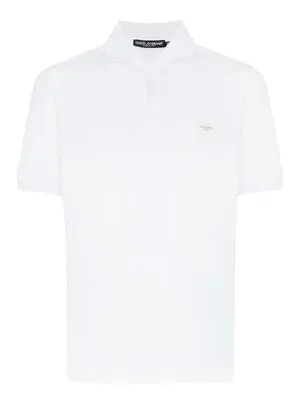 Dolce & Gabbana Logo Plaque Polo Shirt - White