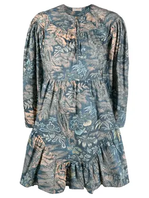 Ulla Johnson Leiko Floral-print Mini Dress - Blue