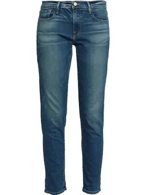 FRAME Faded Mid-rise Straight-leg Jeans - Mid Denim
