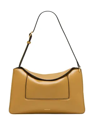 WANDLER Penelope Fold-Over Flap Leather Shoulder Bag Moth