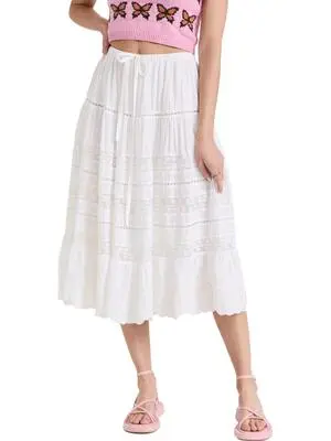 LoveShackFancy Donna Skirt - White