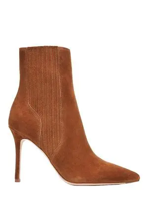 Veronica Beard Lisa Stiletto Mid-Heel Ankle Boots Chestnut