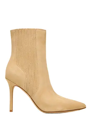 Veronica Beard Lisa Stiletto Mid-Heel Ankle Boots Sand