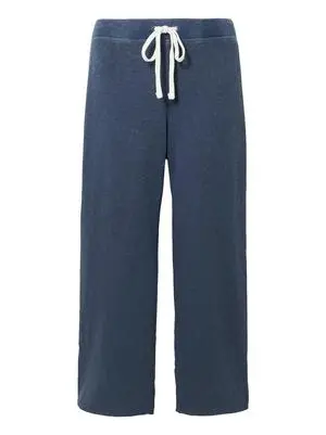 JAMES PERSE Cropped Brushed Cotton-terry Track Pants - Blue