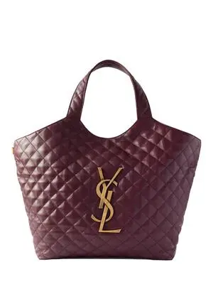 Saint Laurent Icare Extra Large Quilted Leather Tote - Burgundy